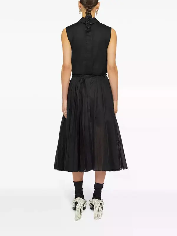 JIL SANDER Sleeveless Cotton Blouse With Silver-tone Hardware - Black