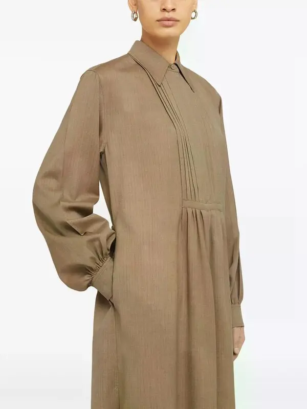 JIL SANDER Beige Wool Straight-point Collar Dress