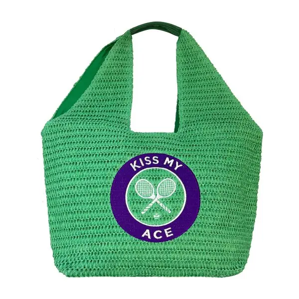 LILLY LOVES Wimbledon Kiss My Ace Oversized Woven Tote