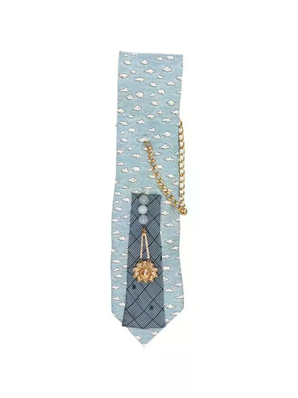 A.N.G.E.L.O. VINTAGE CULT Customized Hermés Cloud Print Tie Stefania Bertoni - Blue