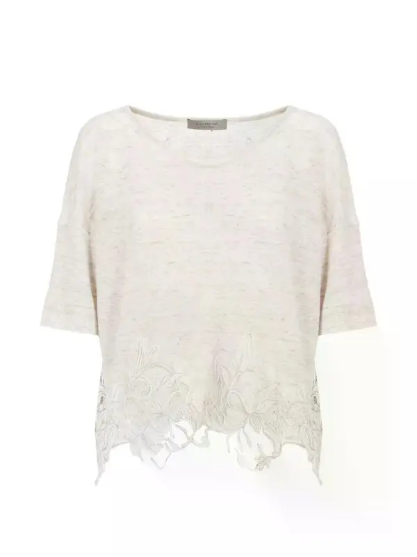 D.exterior Short Sleeve Poncho With Lace Trim