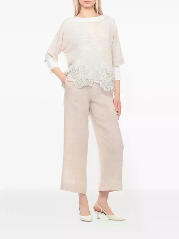 D.exterior Short Sleeve Poncho With Lace Trim
