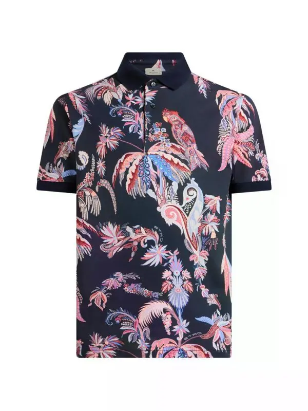 Etro Parrot-print Palm-tree-print Polo Shirt