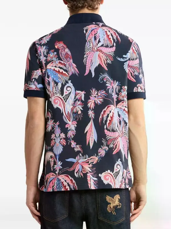 Etro Parrot-print Palm-tree-print Polo Shirt