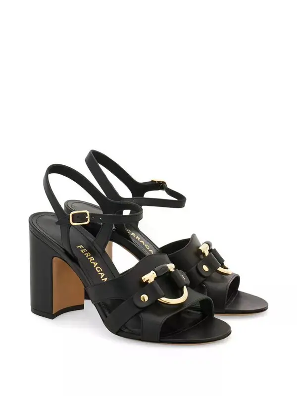 FERRAGAMO Gancini Ornament Block Heel Sandals