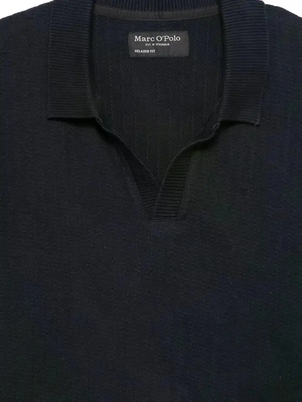 Marc O'polo Ribbed-knit Open-collar T-shirt
