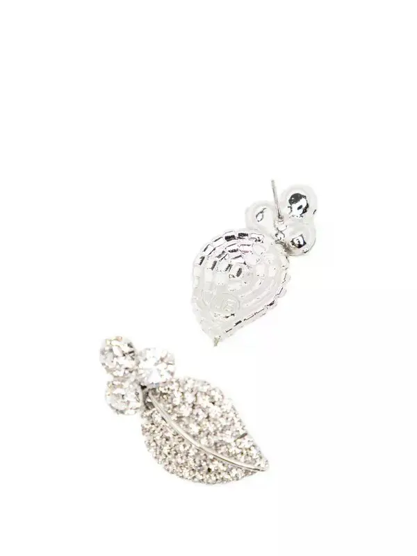 JENNIFER BEHR Crystal Embellished Leaf Earrings - Silver