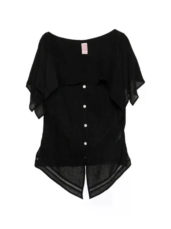 FETICO Ruffled-sleeve Button-up Blouse