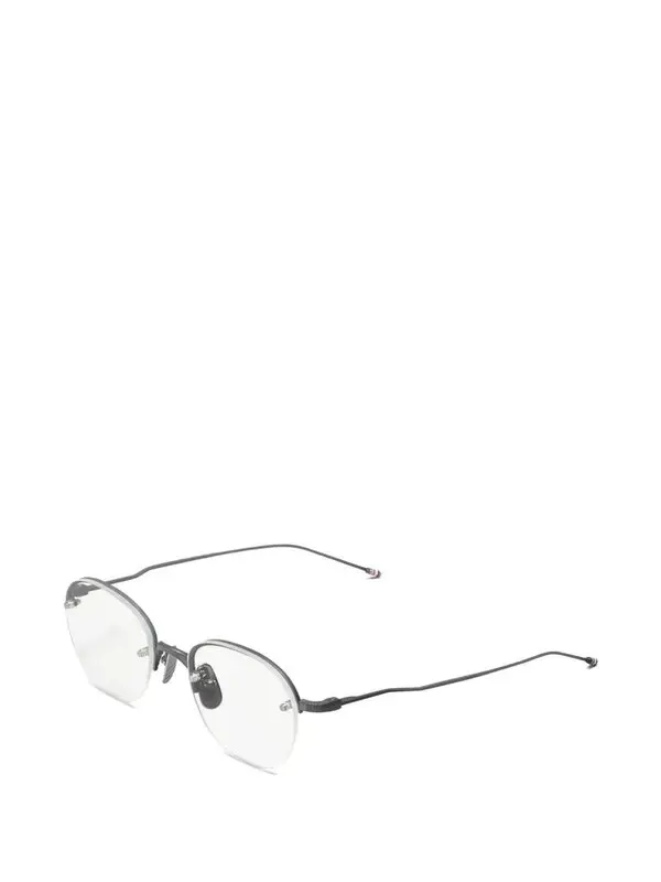 Thom Browne Semi-rimless Oval-frame Glasses - Black