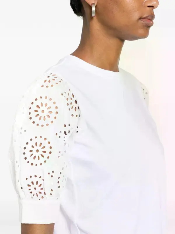 FRAME Solstice Broderie-anglaise Puff-sleeve T-shirt