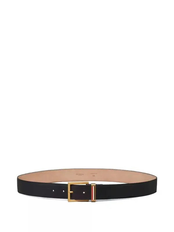Thom Browne Pebble-grain Leather Belt With Metal Loop - Black