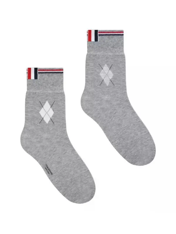 Thom Browne Argyle Pattern Socks - Grey