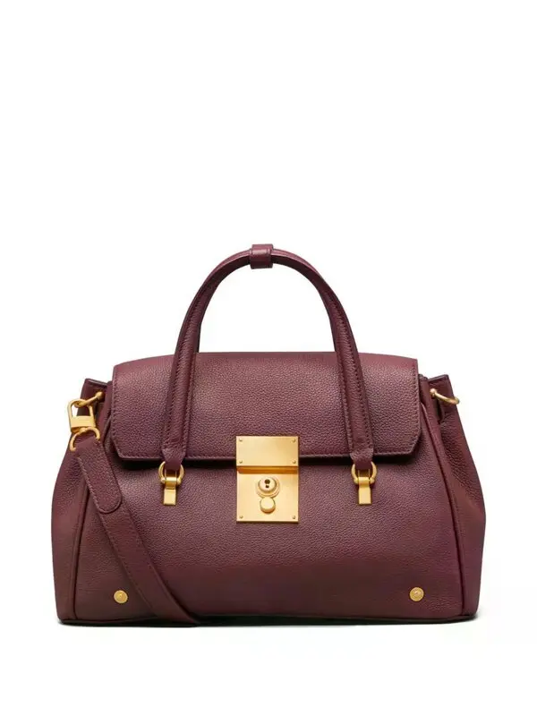 Thom Browne Small Bolton Grained Leather Tote Bag - Red