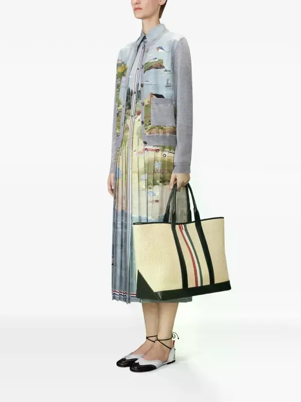 Thom Browne Raffia Tote Bag