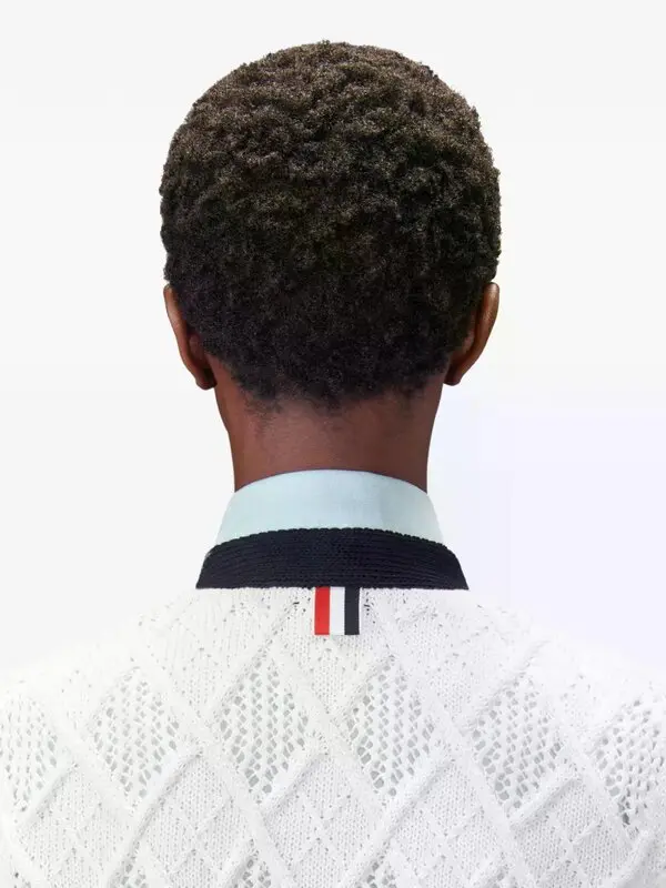 Thom Browne Argyle Pointelle 4-bar Cardigan - White