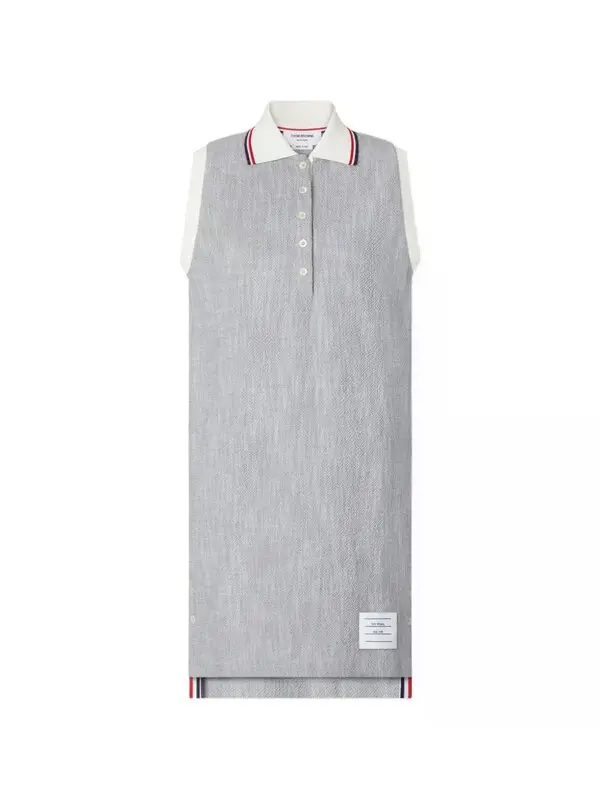 Thom Browne Sleeveless Tweed Polo Dress
