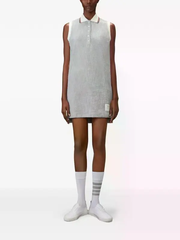 Thom Browne Sleeveless Tweed Polo Dress