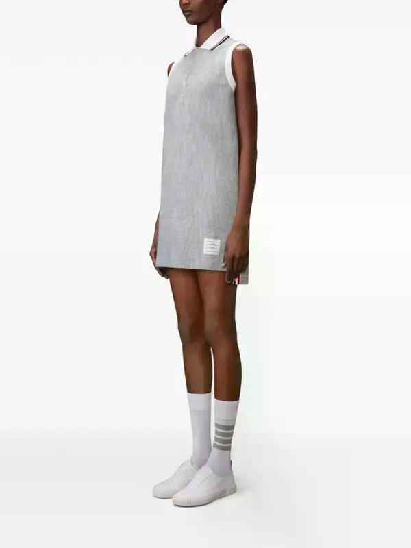 Thom Browne Sleeveless Tweed Polo Dress