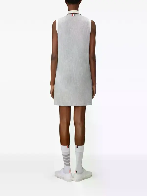 Thom Browne Sleeveless Tweed Polo Dress