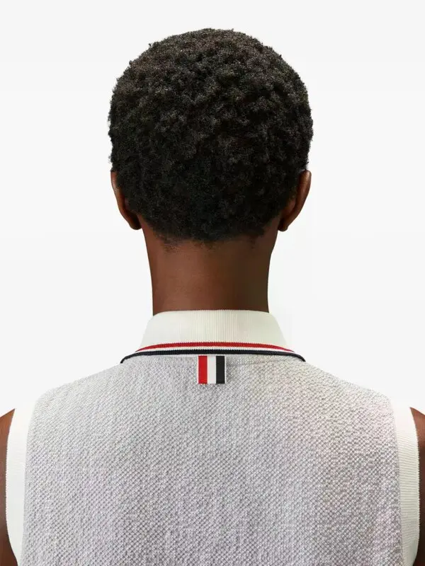 Thom Browne Sleeveless Tweed Polo Dress