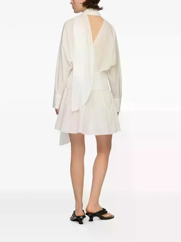 GANNI Lace-trim Wrap-style Mini Dress In Organic Cotton