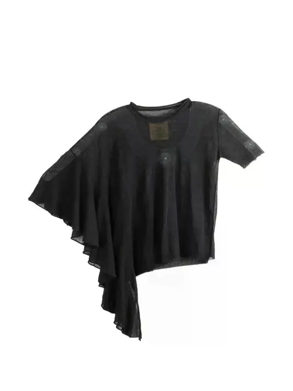 UMA WANG Asymmetric Ruffled T-shirt