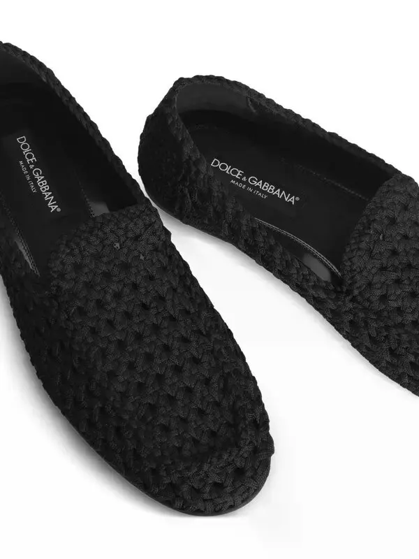 Dolce & Gabbana Woven Fabric Slippers - Black
