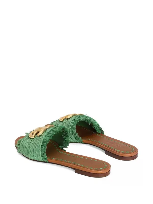 Dolce & Gabbana Raffia Slides With Dg Logo