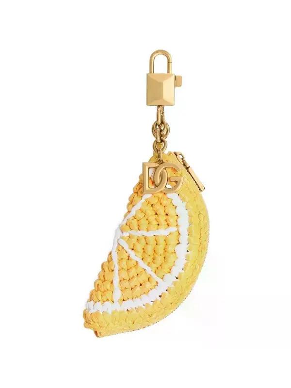 Dolce & Gabbana Raffia Charm Key Ring - Yellow