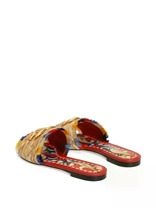 Dolce & Gabbana Raffia Flat Slides - Neutrals