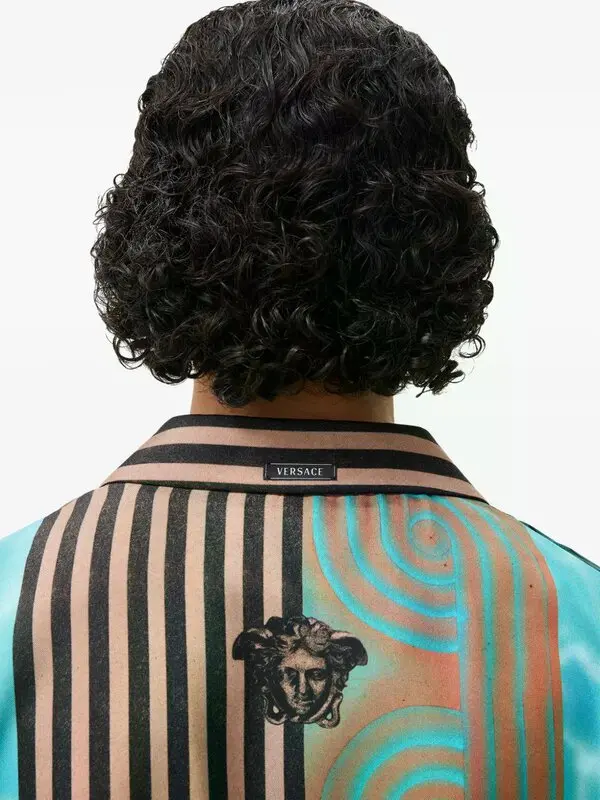 Versace Printed Silk Twill Shirt - Blue