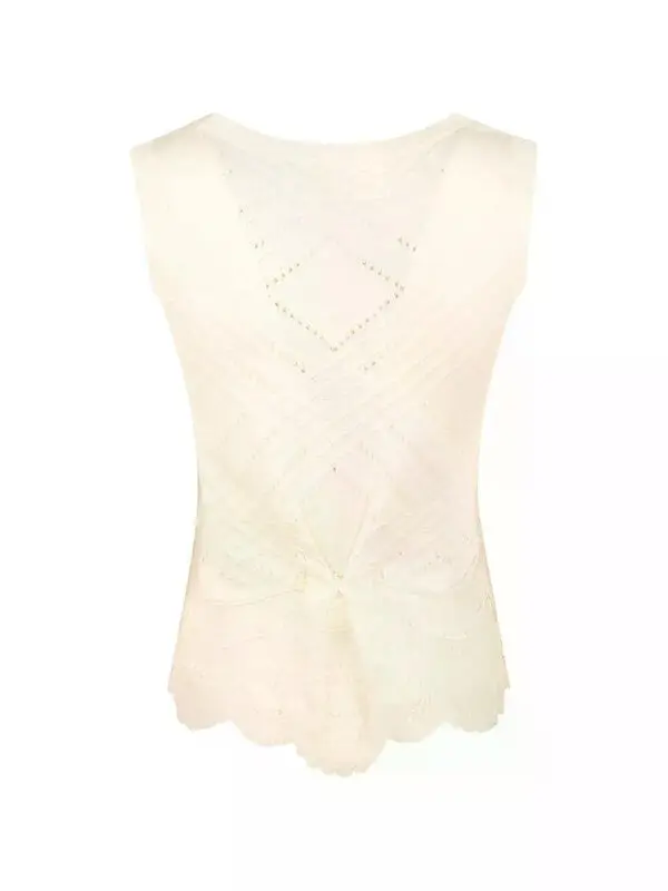 Ermanno Scervino Lace-trimmed Pointelle-knit Top