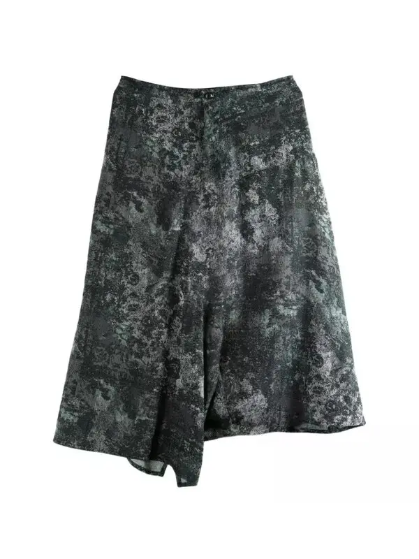 Y’s Abstract Print Asymmetric Hem Trousers