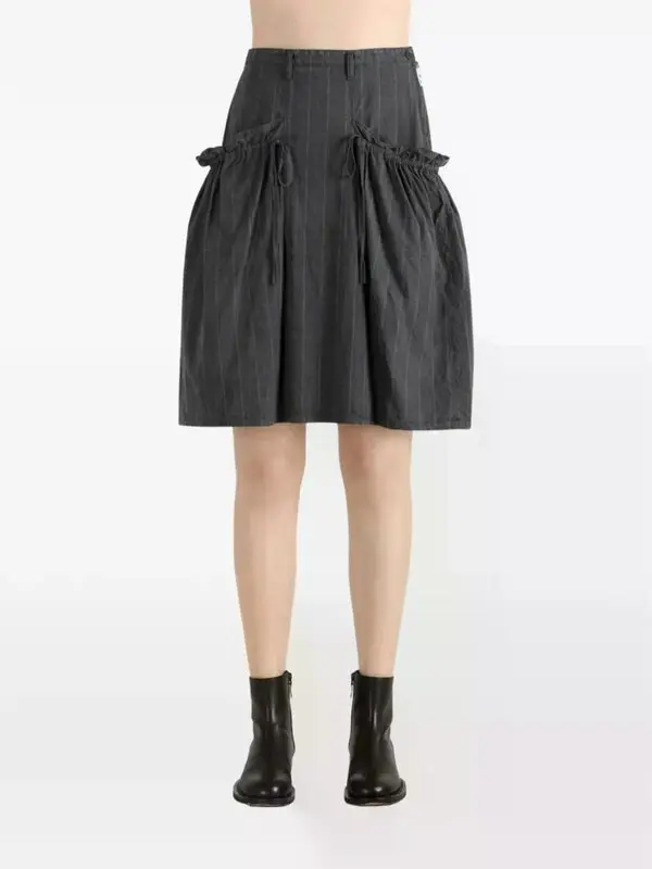 Y’s Pinstripe Drawstring Midi Skirt