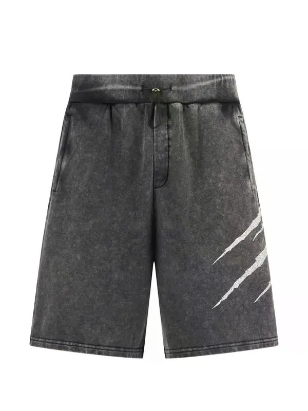 PLEIN SPORT Washed Crackle-print Shorts