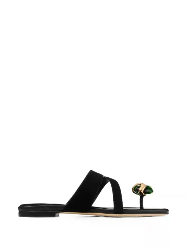 JIMMY CHOO Emeri Stone Flat Sandals - Black