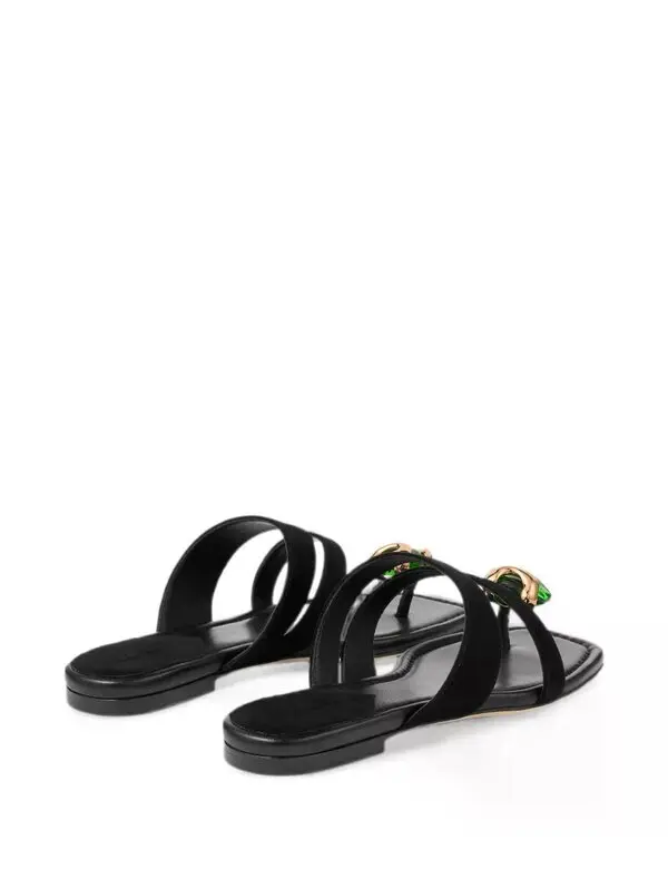 JIMMY CHOO Emeri Stone Flat Sandals - Black