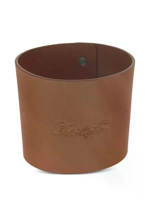 Christofle Objets Miroir Logo-embossed Leather Cup Sleeve - Brown