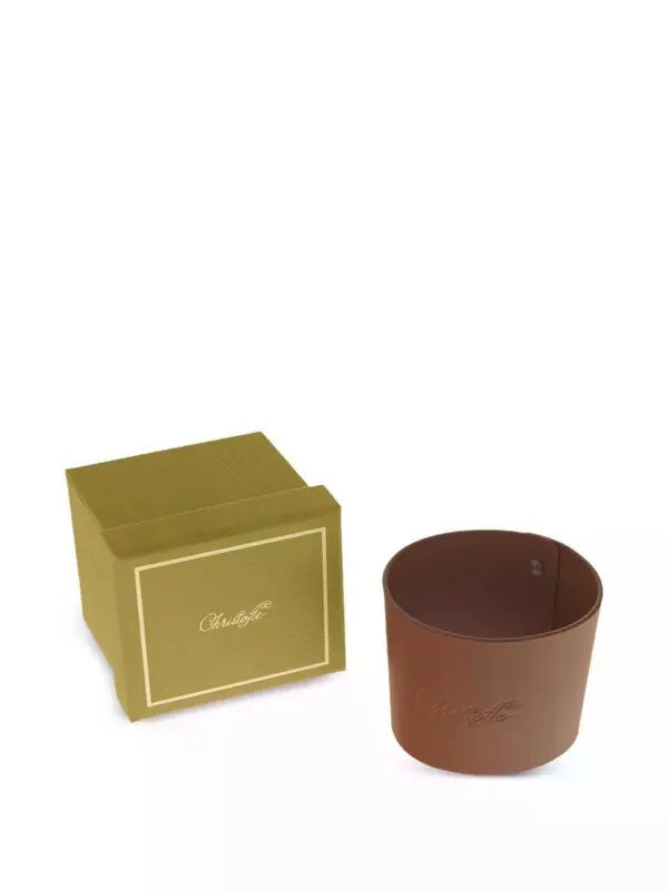 Christofle Objets Miroir Logo-embossed Leather Cup Sleeve