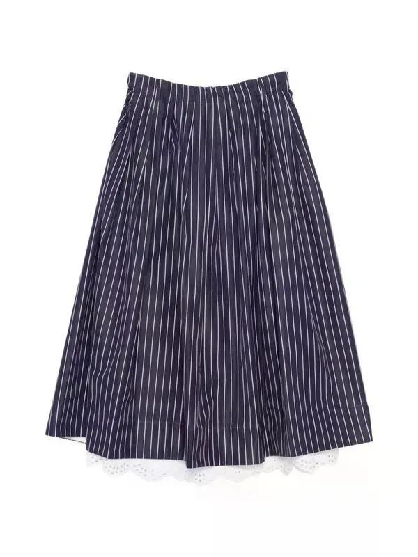 Dice Kayek Lace-hem Pinstriped Midi Skirt