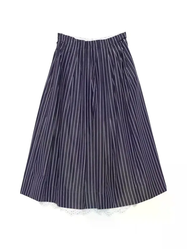 Dice Kayek Lace-hem Pinstriped Midi Skirt
