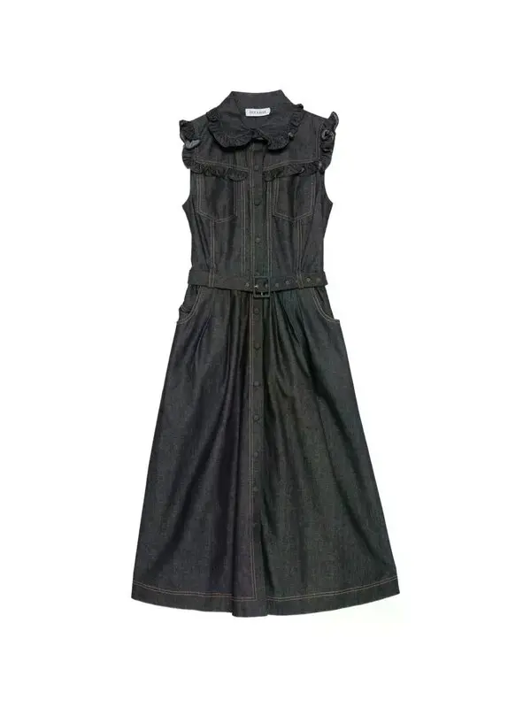 Dice Kayek Ruffled Chambray Midi Dress
