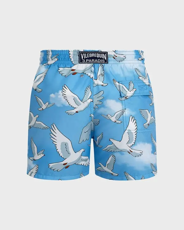 Vilebrequin Moorea Swim Trunks In Doves Print