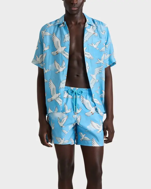 Vilebrequin Moorea Swim Trunks In Doves Print