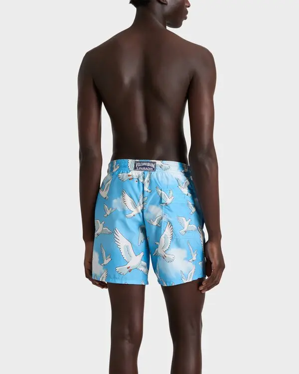 Vilebrequin Moorea Swim Trunks In Doves Print