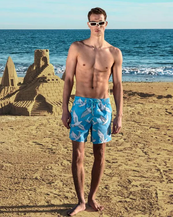 Vilebrequin Moorea Swim Trunks In Doves Print