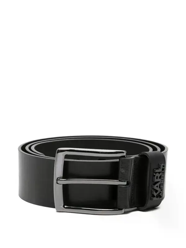 Karl Lagerfeld Logo Plaque Buckle Belt - Black