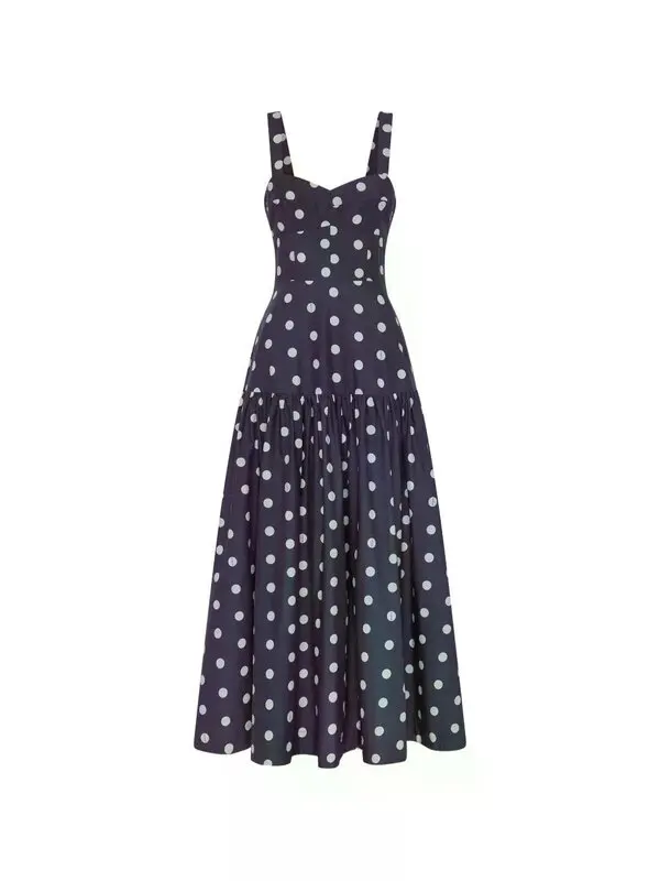 NICHOLAS Valeria Polka-dot Midi Dress - Blue