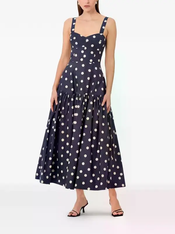 NICHOLAS Valeria Polka-dot Midi Dress - Blue