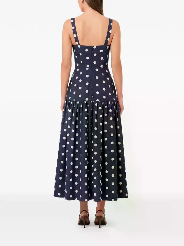 NICHOLAS Valeria Polka-dot Midi Dress - Blue